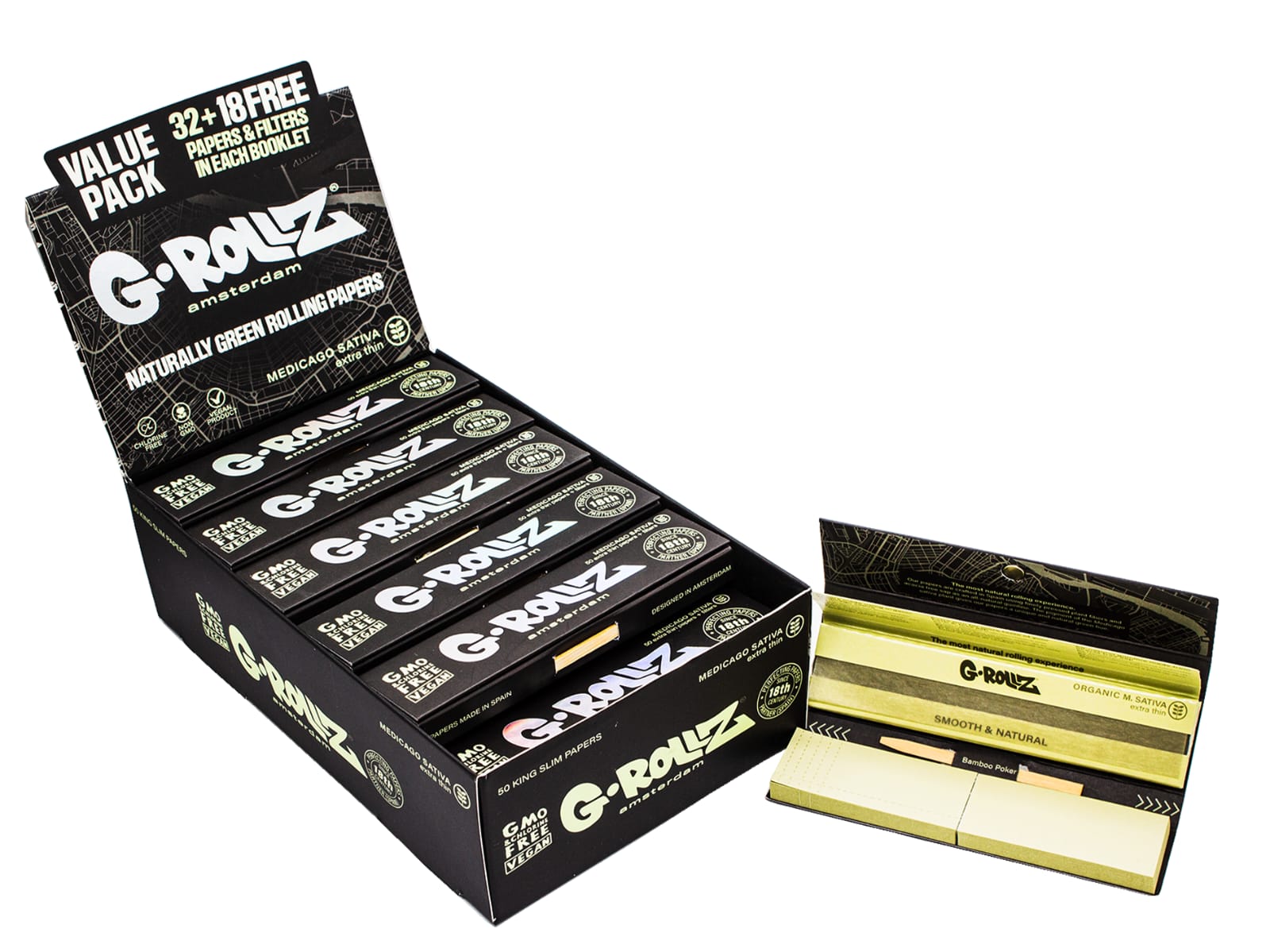 G-ROLLZ Organic Medicago Sativa King Size Rolling Papers - (Pack of 24 ...