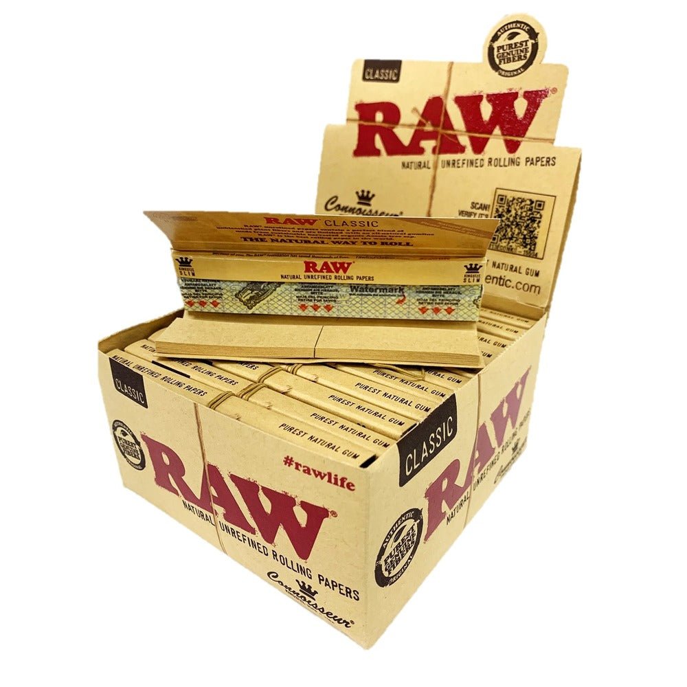 Raw Classic Connoisseur King size Slim + Tips - (Pack of 24 ...