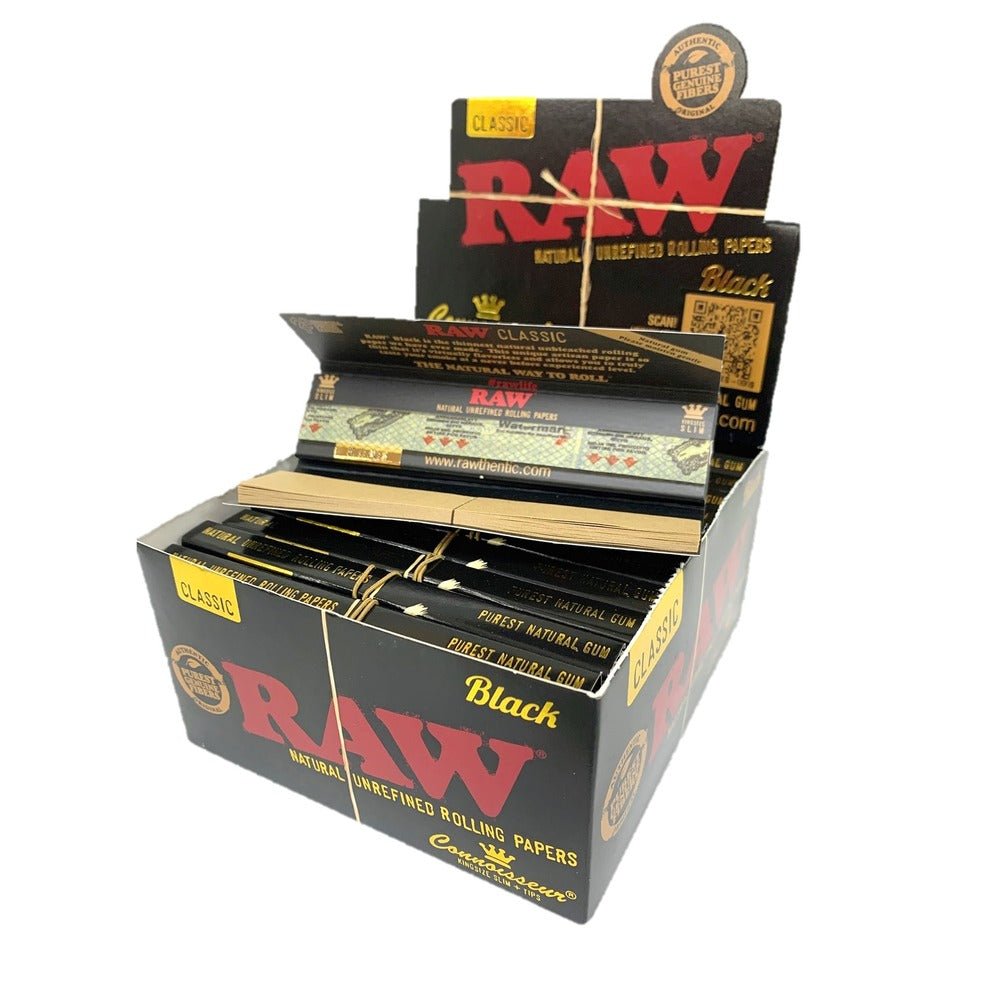 Raw Classic Natural Rolling Papers - Connoisseur King Size Slim + Tips– Washington Vapes Wholesale